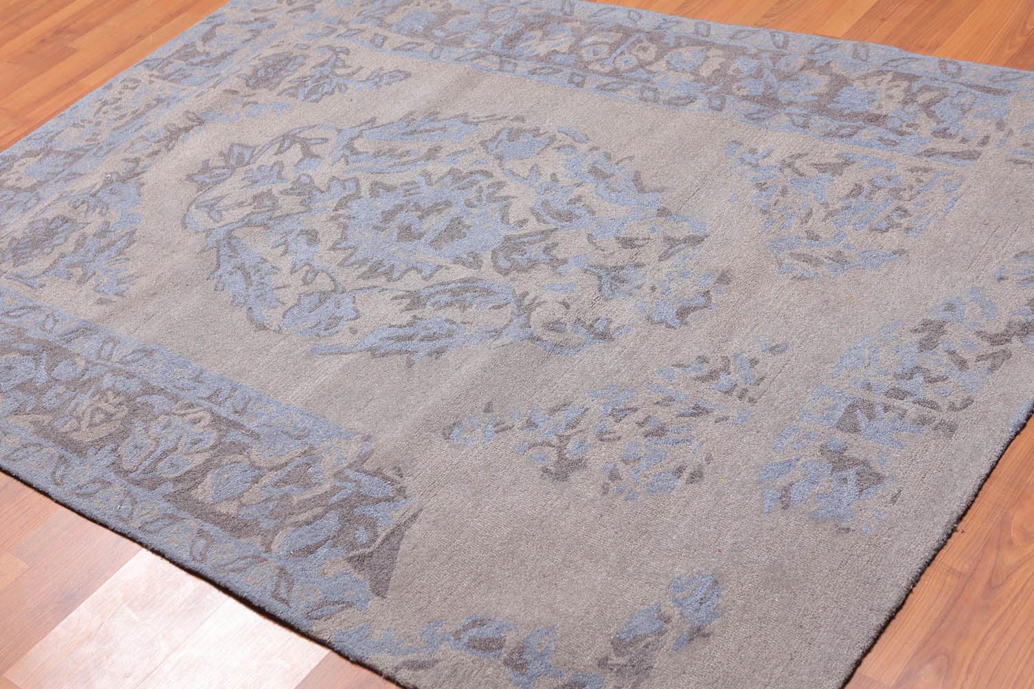 5'3" x 7'5" Handmade Erased pattern Wool Loop & Cut pile Area Rug Taup ...