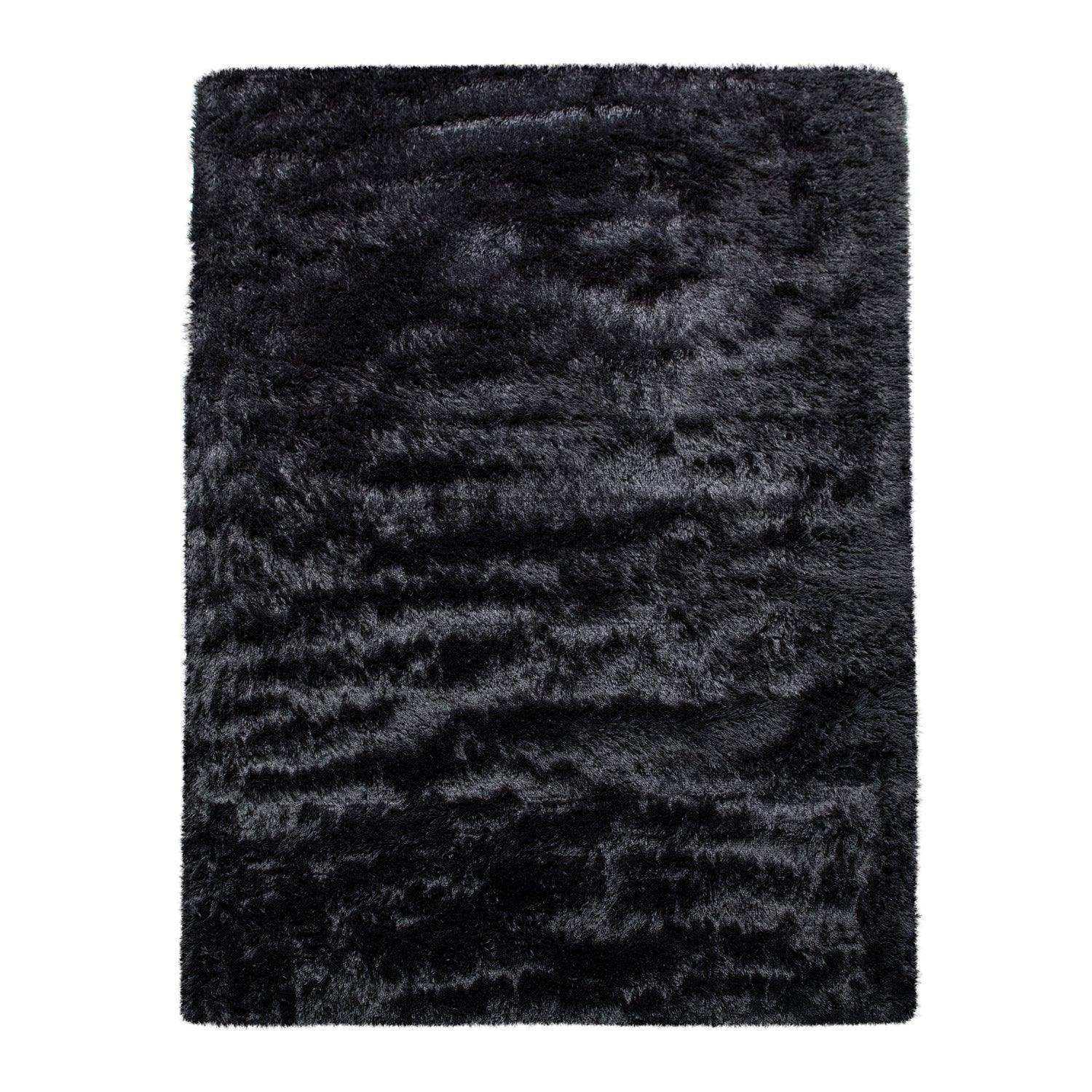 Solid Shag Rug Silky Soft & Fluffy In Black – Roy's Home